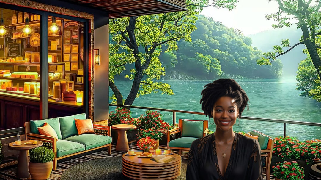 Spring Summer Virtual Backgrounds Mountains / Lakeside Office Meeting ...