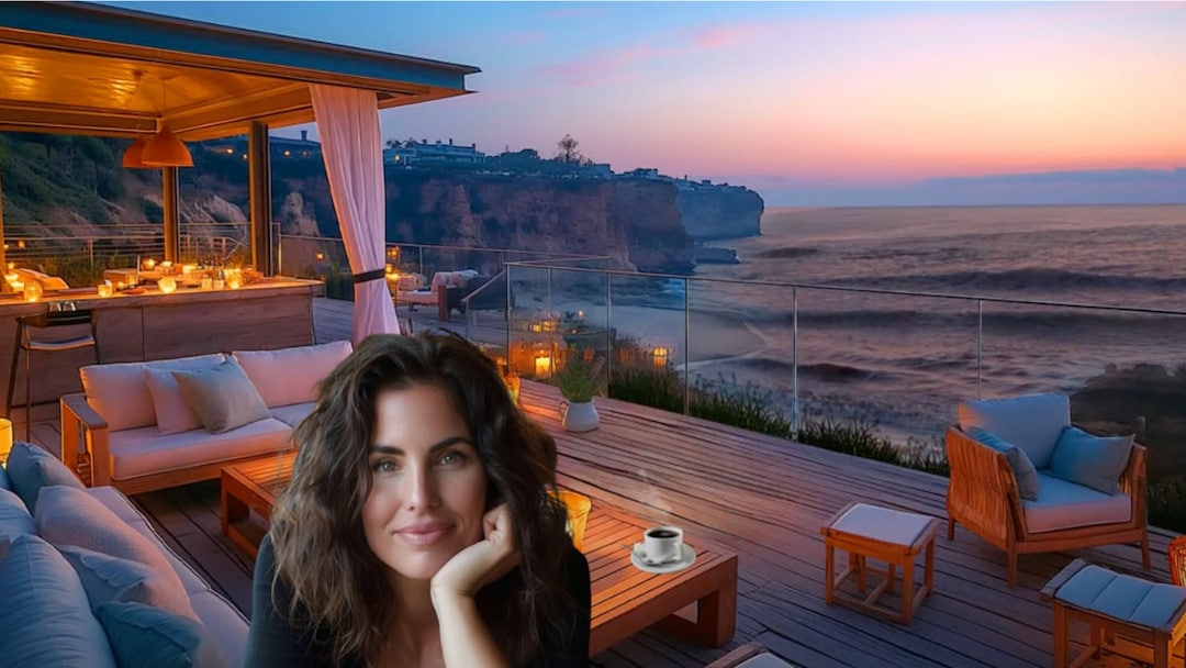 Spring Summer Virtual Backgrounds Sunset / Oceanfront Office Meeting ...