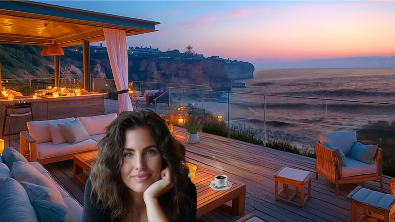 Spring Summer Virtual Backgrounds Sunset / Oceanfront Office Meeting ...