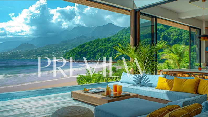 Spring Summer Virtual Backgrounds Oceanside / Beach Office Meeting ...