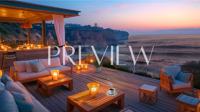 Spring Summer Virtual Backgrounds Sunset / Oceanfront Office Meeting ...