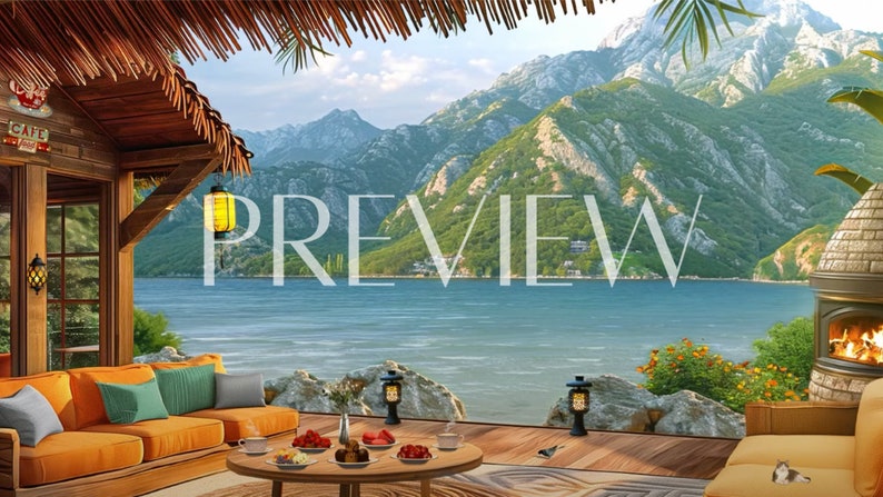 Spring Summer Virtual Backgrounds Sunset / Oceanfront Office Meeting ...