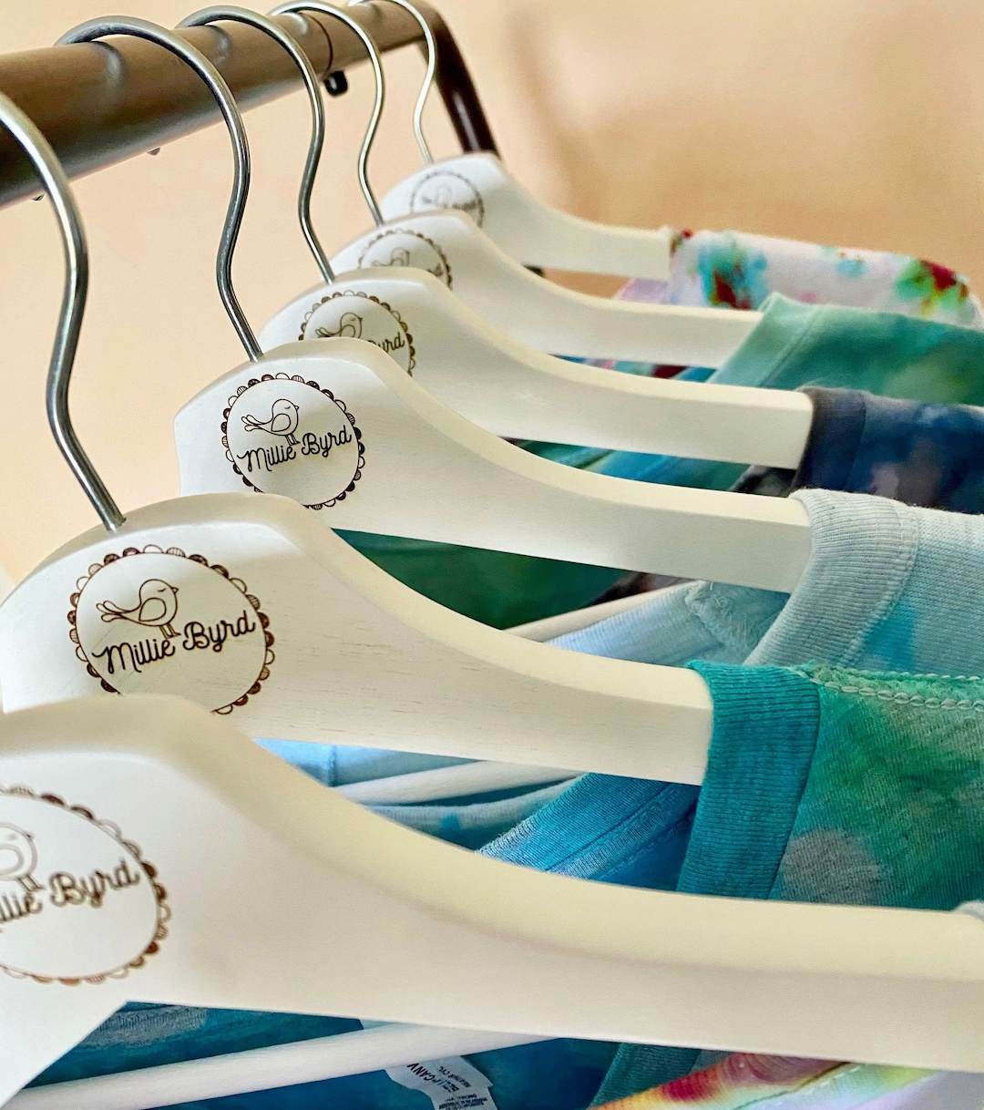 Custom Laser Engraved Wood Clothes Hangers (6 Pack) | Boutique Branding ...