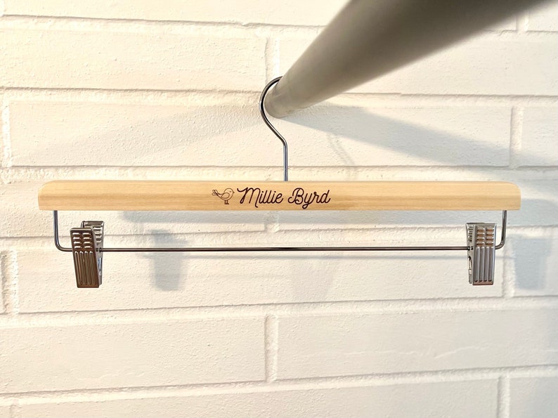 Custom Logo Wood Hangers With Clips (6 Pack) | Laser Engraved Branding ...