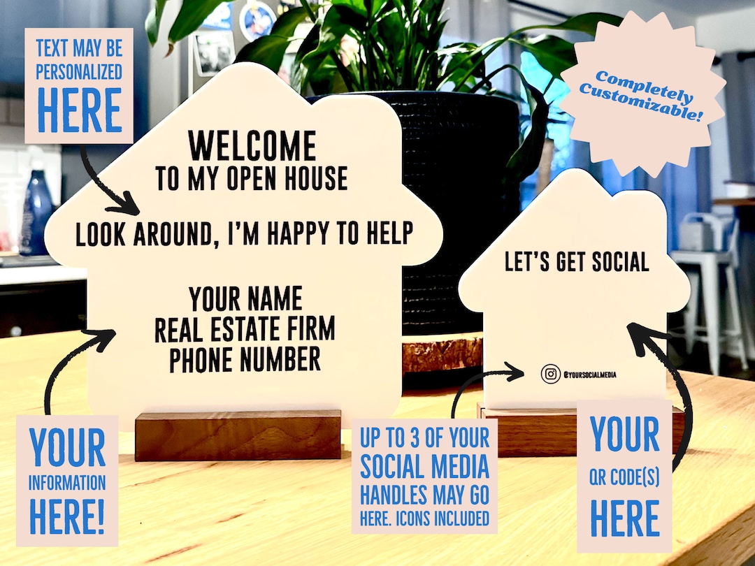 Personalized Open House Welcome Sign Social Media Engraved Acrylic ...