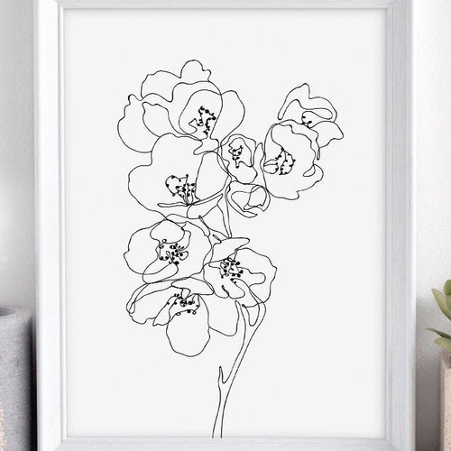 Navy Blue Botanical Illustration DIGITAL DOWNLOAD Floral | Etsy