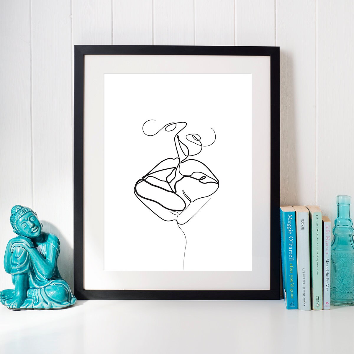 FRENCH KISS Line Art Print Single Line Art Face Art - Etsy