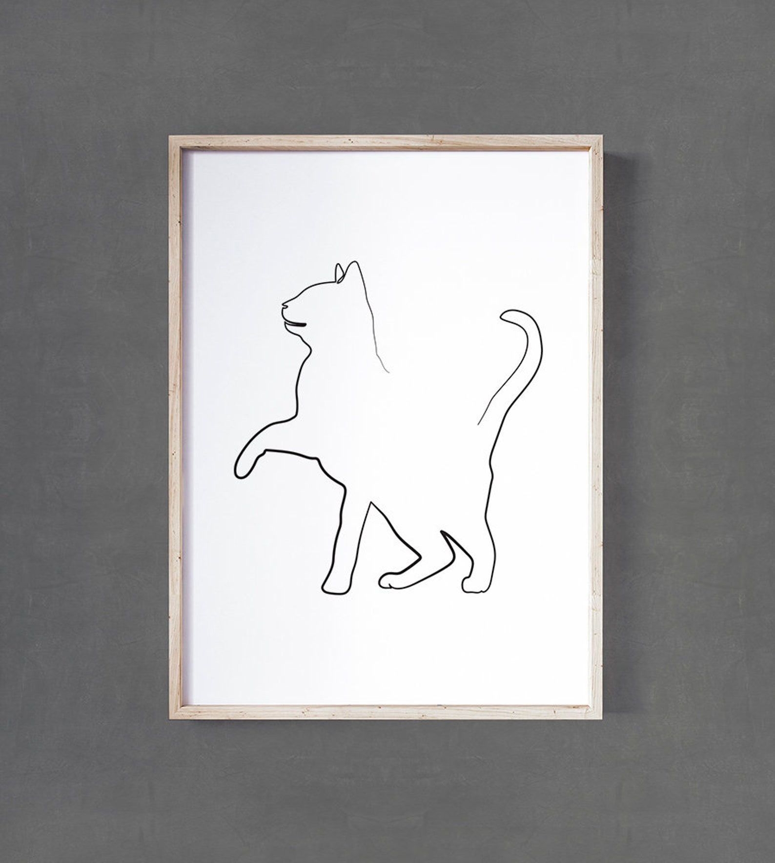 Cat Pose 2 Line Art Print Cat Art Cat single line Cat | Etsy