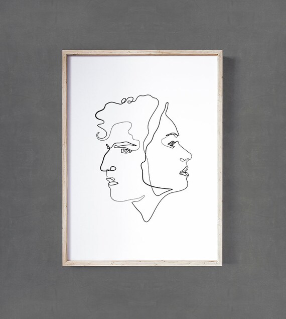 The Distance Between Those Eyes Line Art Print Single Line | Etsy