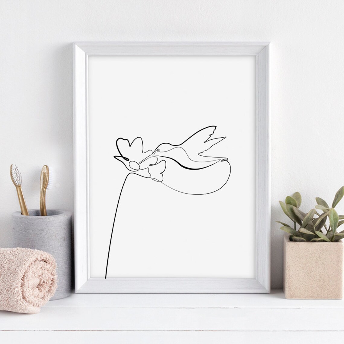 HUMMINGBIRD Line Art Print Single Line Art Hummingbird | Etsy
