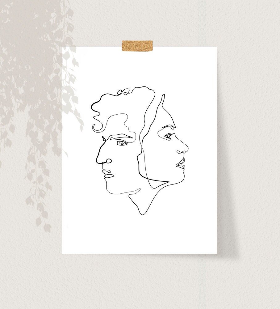 The Distance Between Those Eyes Line Art Print Single Line - Etsy
