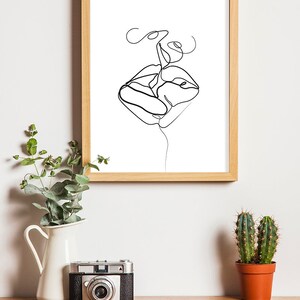 FRENCH KISS Line Art Print Single Line Art Face Art - Etsy