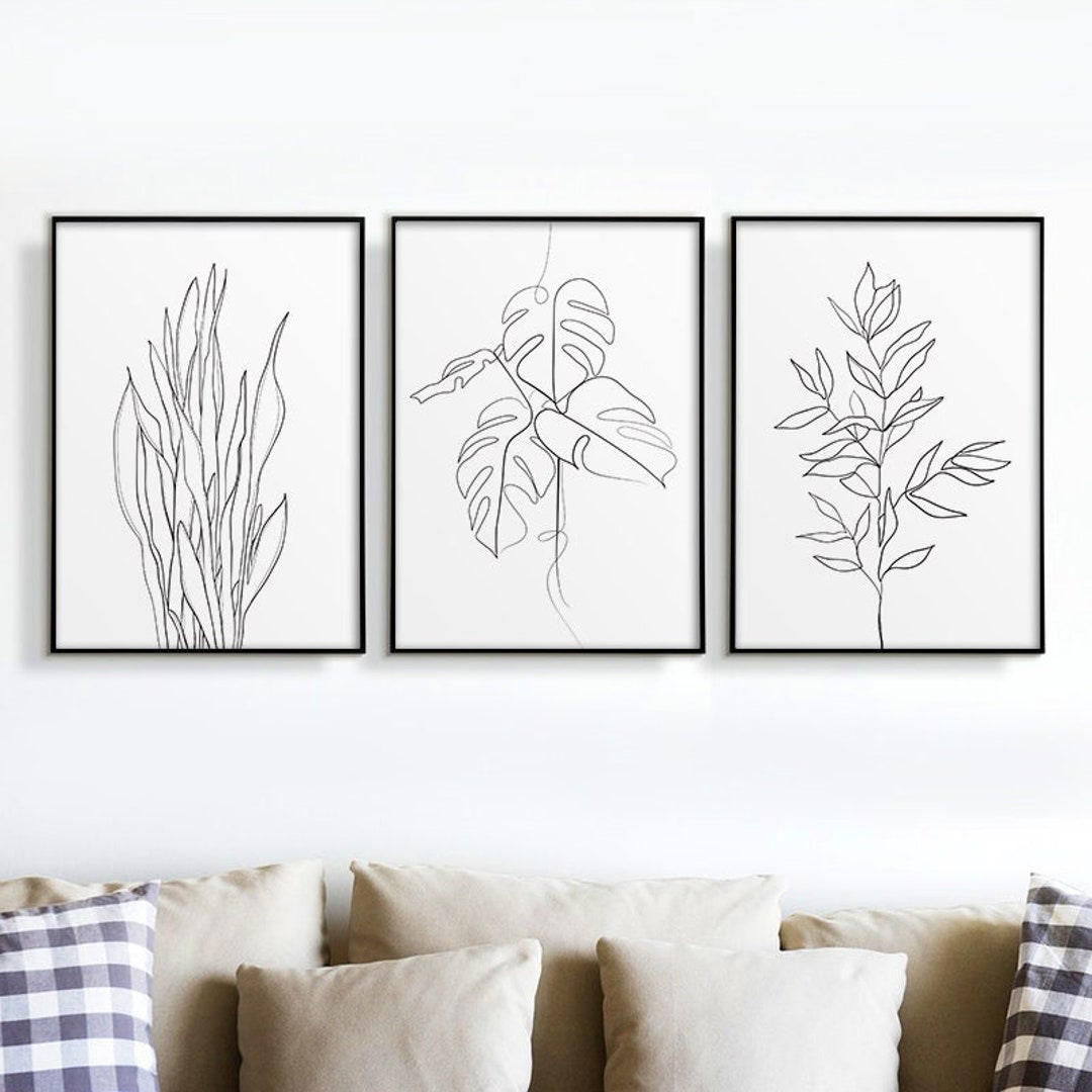 Green Plants Line Art Set of 3 Plants Line Art Nature Single - Etsy