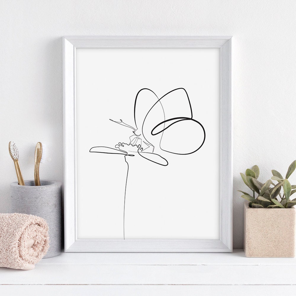 BUTTERFLY Line Art Print, One Line Art, Butterfly One Line, Butterfly ...