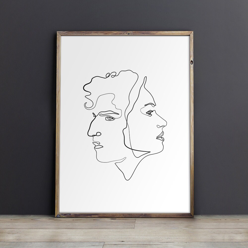 The Distance Between Those Eyes Line Art Print Single Line - Etsy