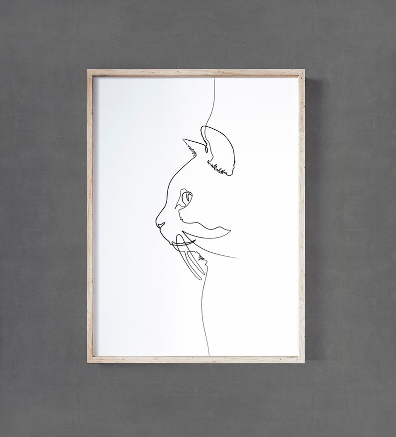 CAT Line Art Print Single Line Art Cat Single Line Cat | Etsy