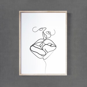 FRENCH KISS Line Art Print Single Line Art Face Art - Etsy