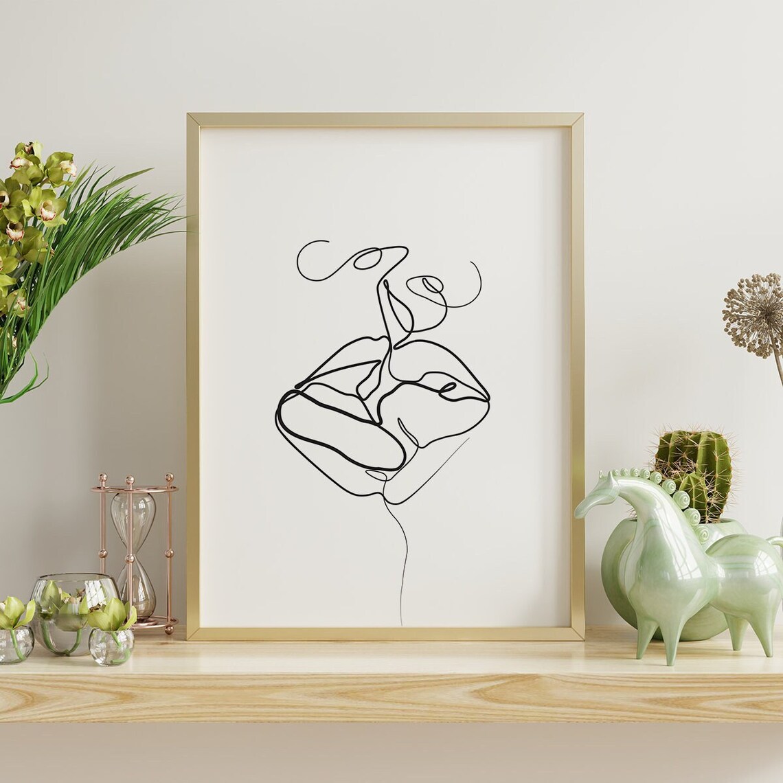 FRENCH KISS Line Art Print, Single Line Art, Face Art, Tongue Art ...