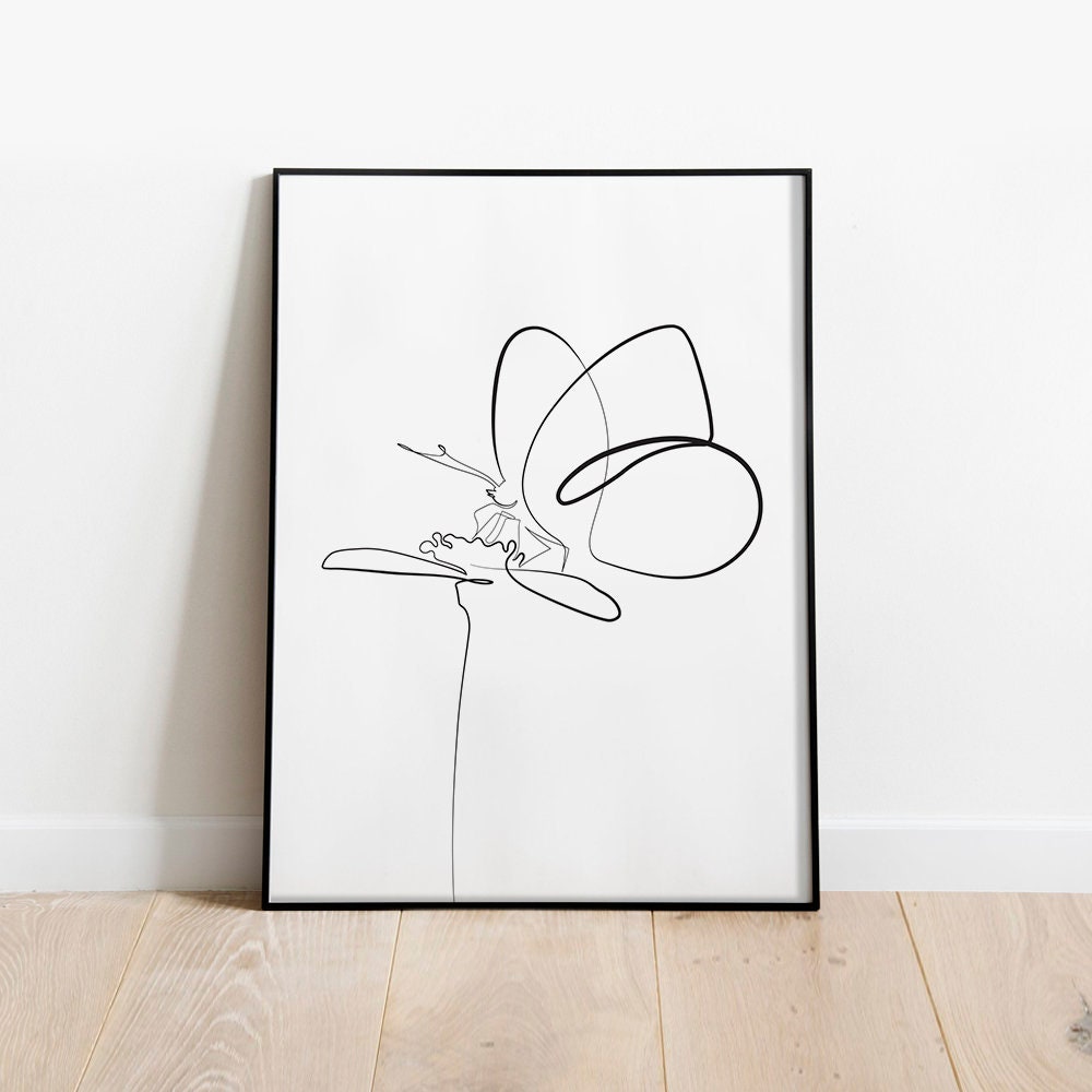 BUTTERFLY Line Art Print, One Line Art, Butterfly One Line, Butterfly ...