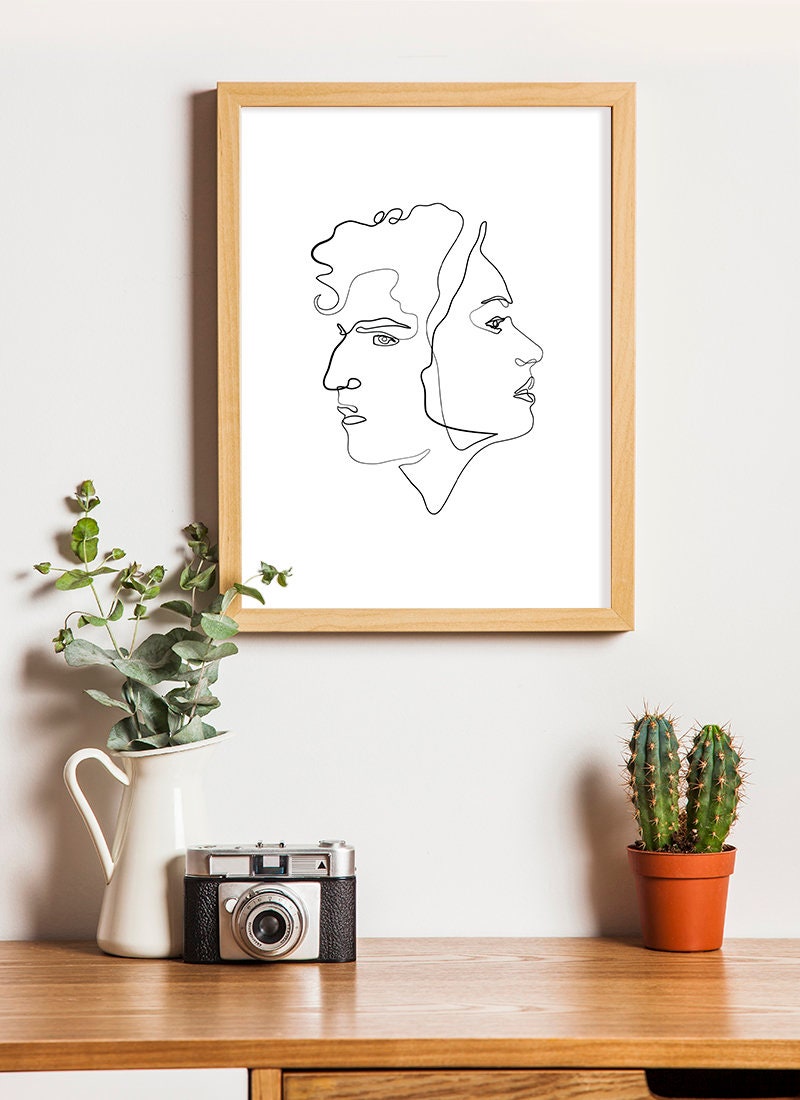 The Distance Between Those Eyes Line Art Print Single Line - Etsy