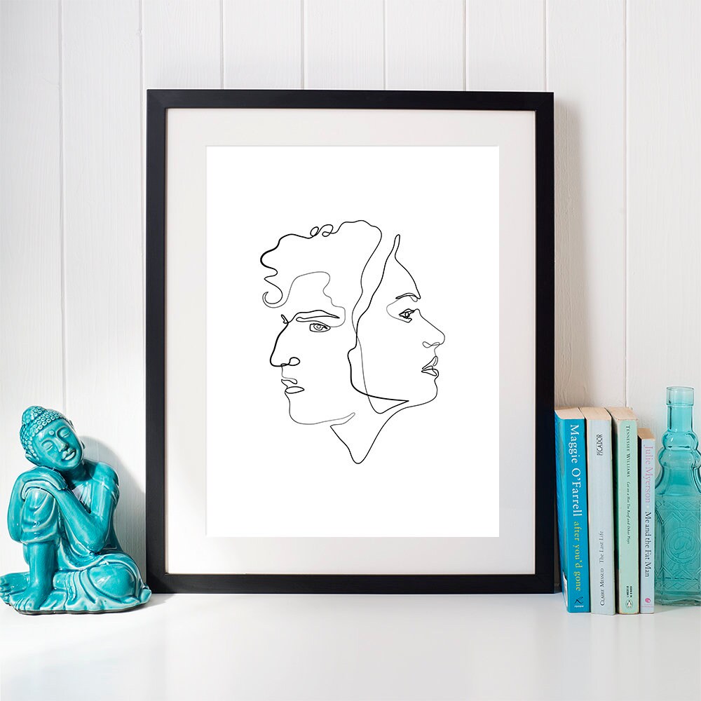 The Distance Between Those Eyes Line Art Print Single Line - Etsy