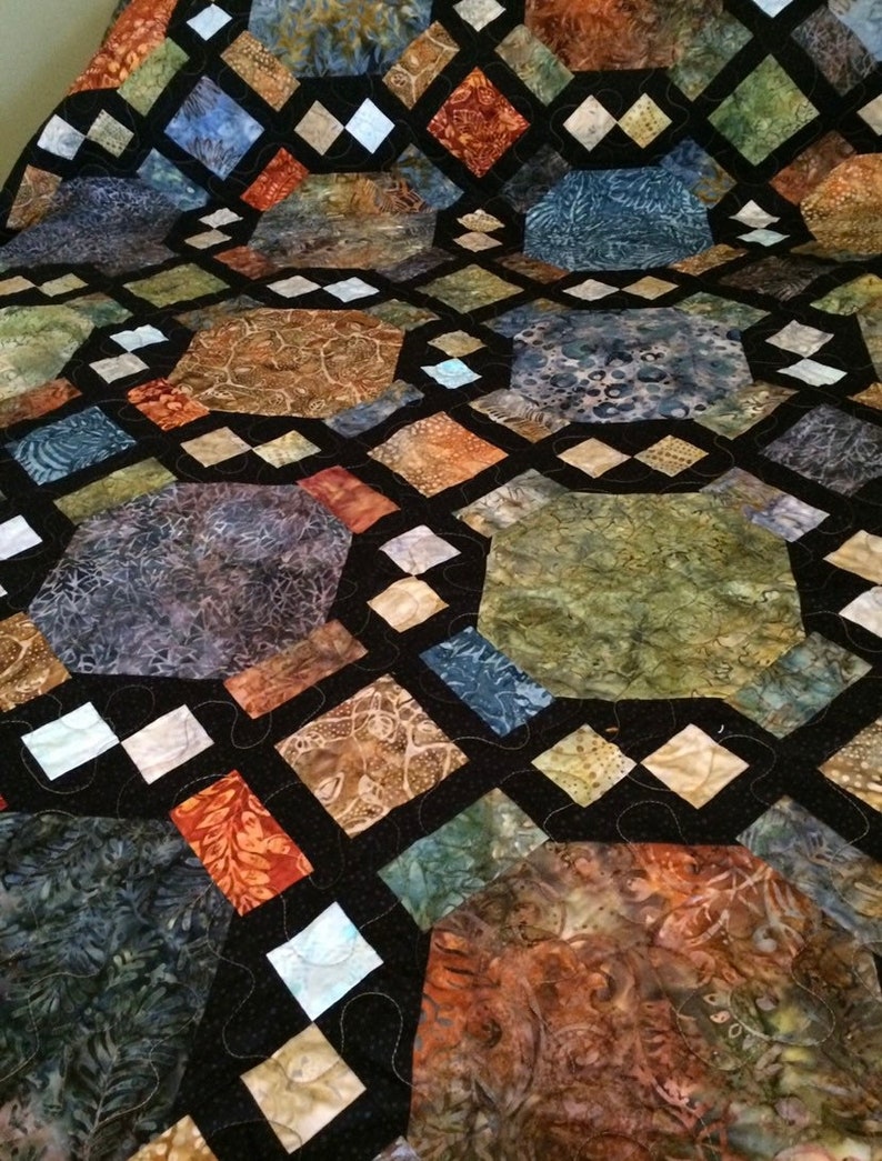 Queen Size Quilt Stained Glass Diamond Pattern Jewel Tones - Etsy