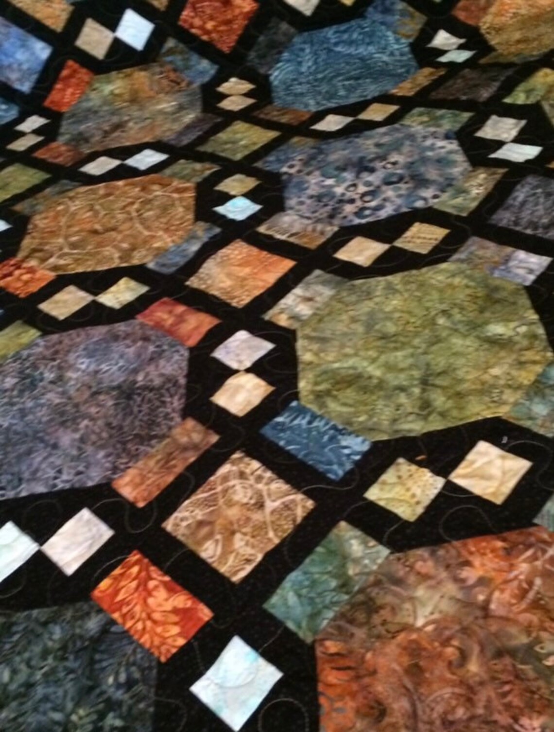 Queen Size Quilt Stained Glass Diamond Pattern Jewel Tones - Etsy