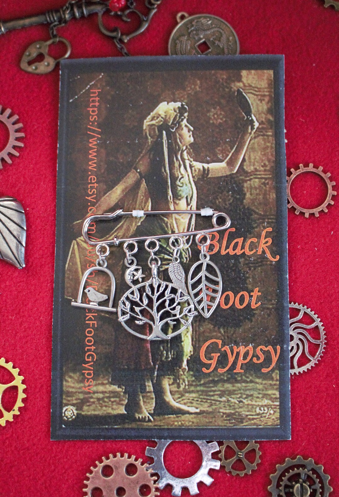 Kilt Pin Tree of Life, Bird Swing, Leaf and Wing Charms - Etsy