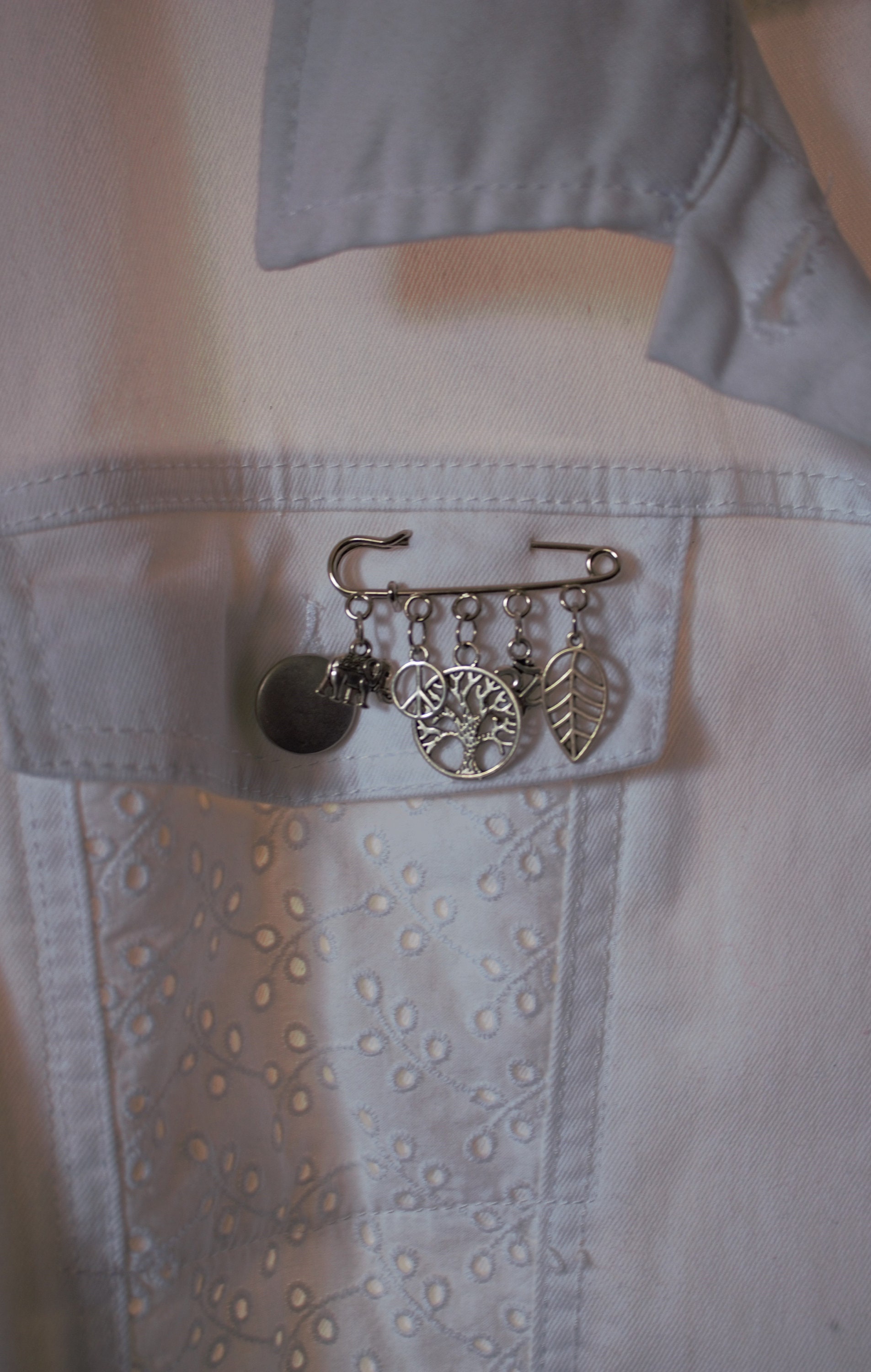 Kilt Pin Tree of Life, Elephant, Ohm, Leaf and Peace Charms - Etsy