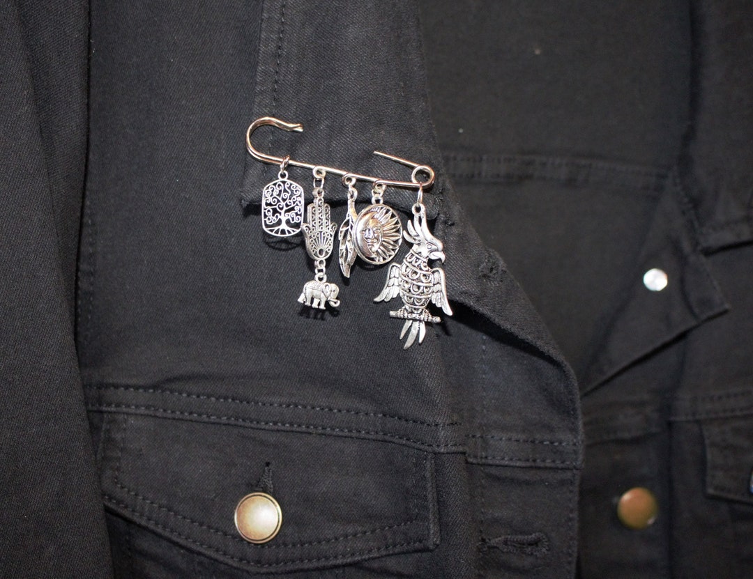 Kilt Pin Cloak Closure, Shawl Closure, Broach, Bird, Sun and Moon ...