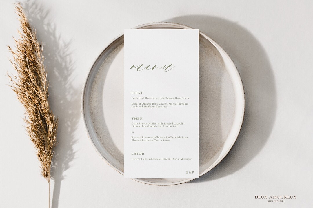 Romantic Wedding Menu Template, Wedding Menu, Wedding Menu Template ...