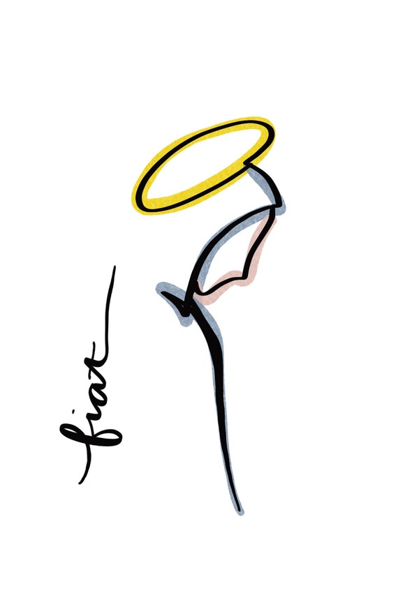 Línea Minimalista Silueta de la Virgen María Fiat DESCARGA | Etsy España