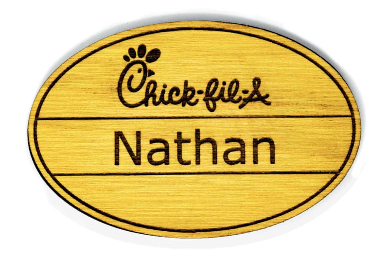 Wood Chick Fil A Name Tag Laser engraved On Your Choice Of Etsy