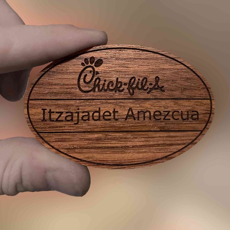 Wood Chick Fil A Name Tag Laser engraved On Your Choice Of Etsy