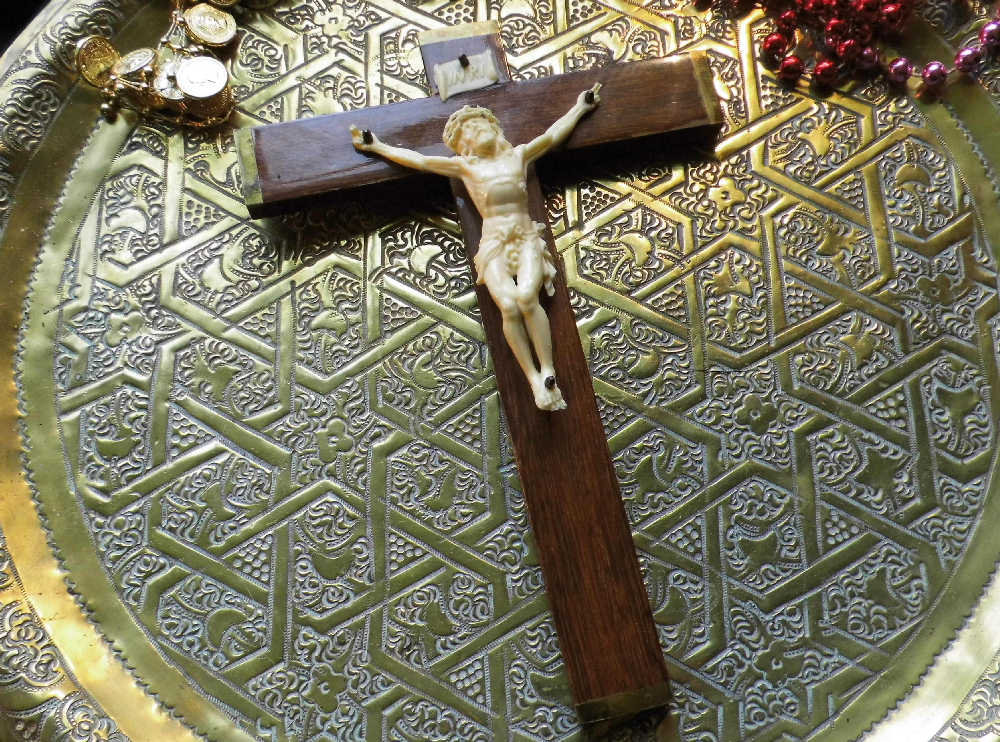 Small Crucifix - Vintage French Catholic Christian cross with brass ...