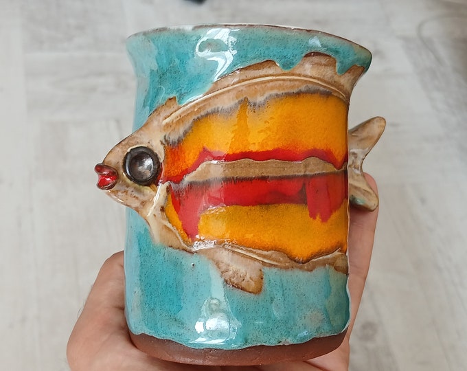 Fish Mug Sea Mug Pottery Mug Handmade Ceramic Coffee and Tea Mug Unique ...