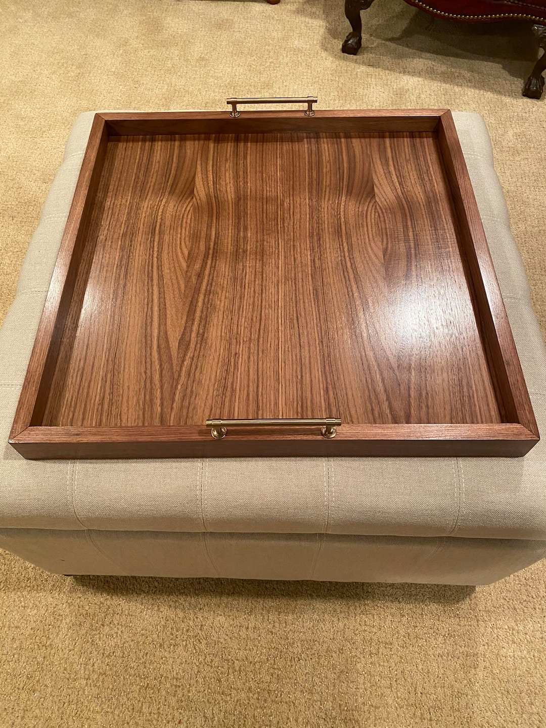 Large Walnut Ottoman Serving Tray - Etsy