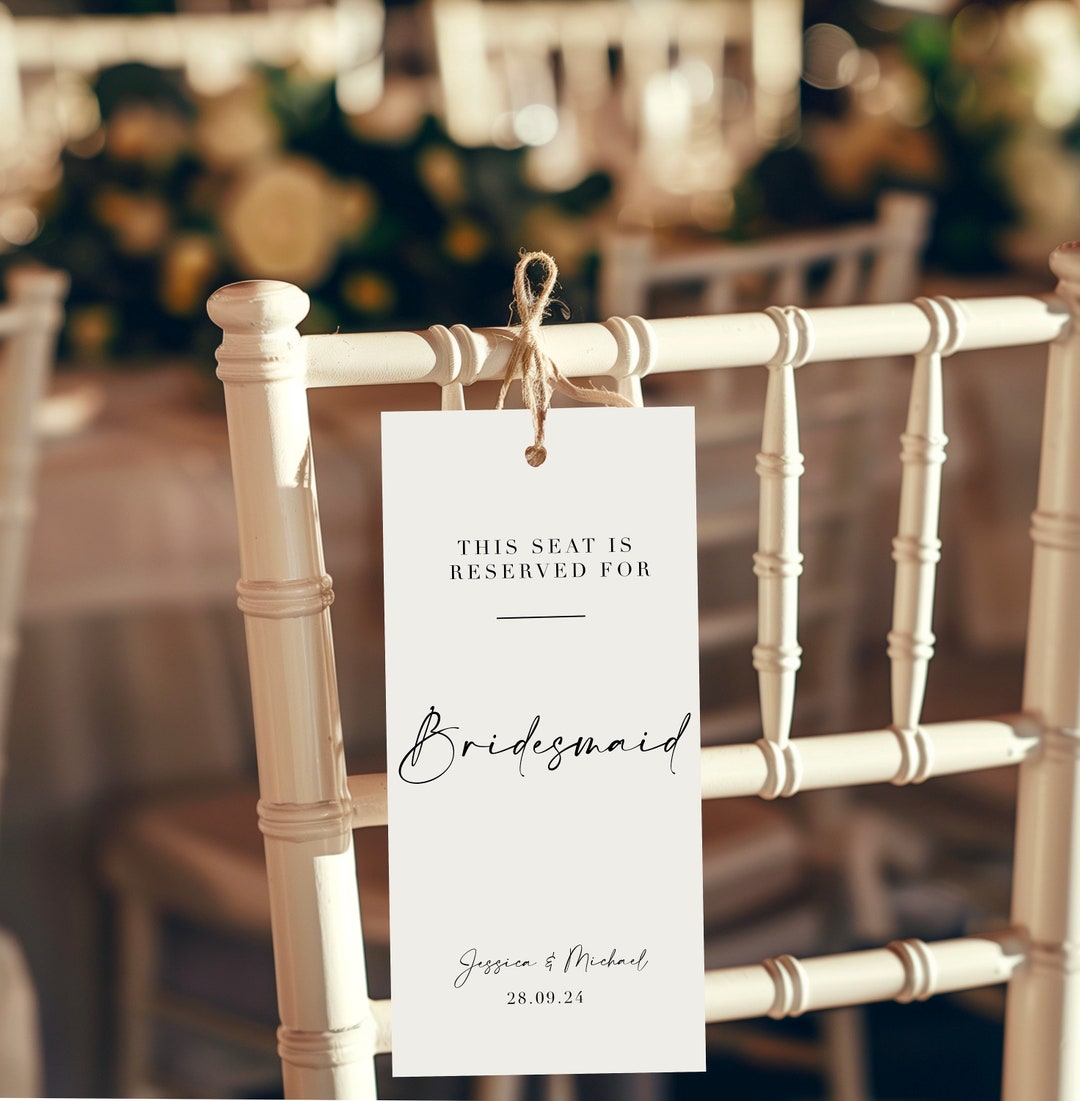 Elegant Wedding Stationery - Reserved Seat Tags - Etsy UK