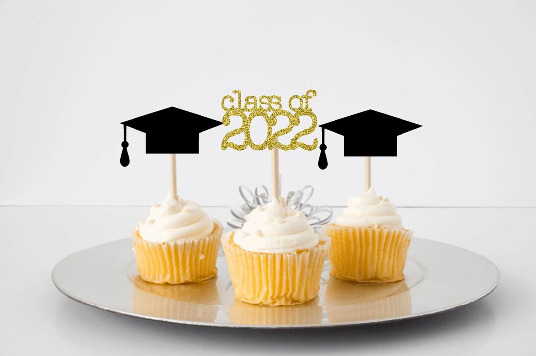 Glitter Graduation Class of 2022 Cupcake Toppers free UK Shipping - Etsy