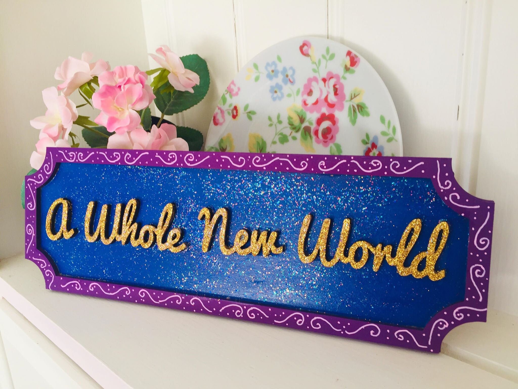 A Whole New World Large Street Sign Disney reveal Leaning | Etsy