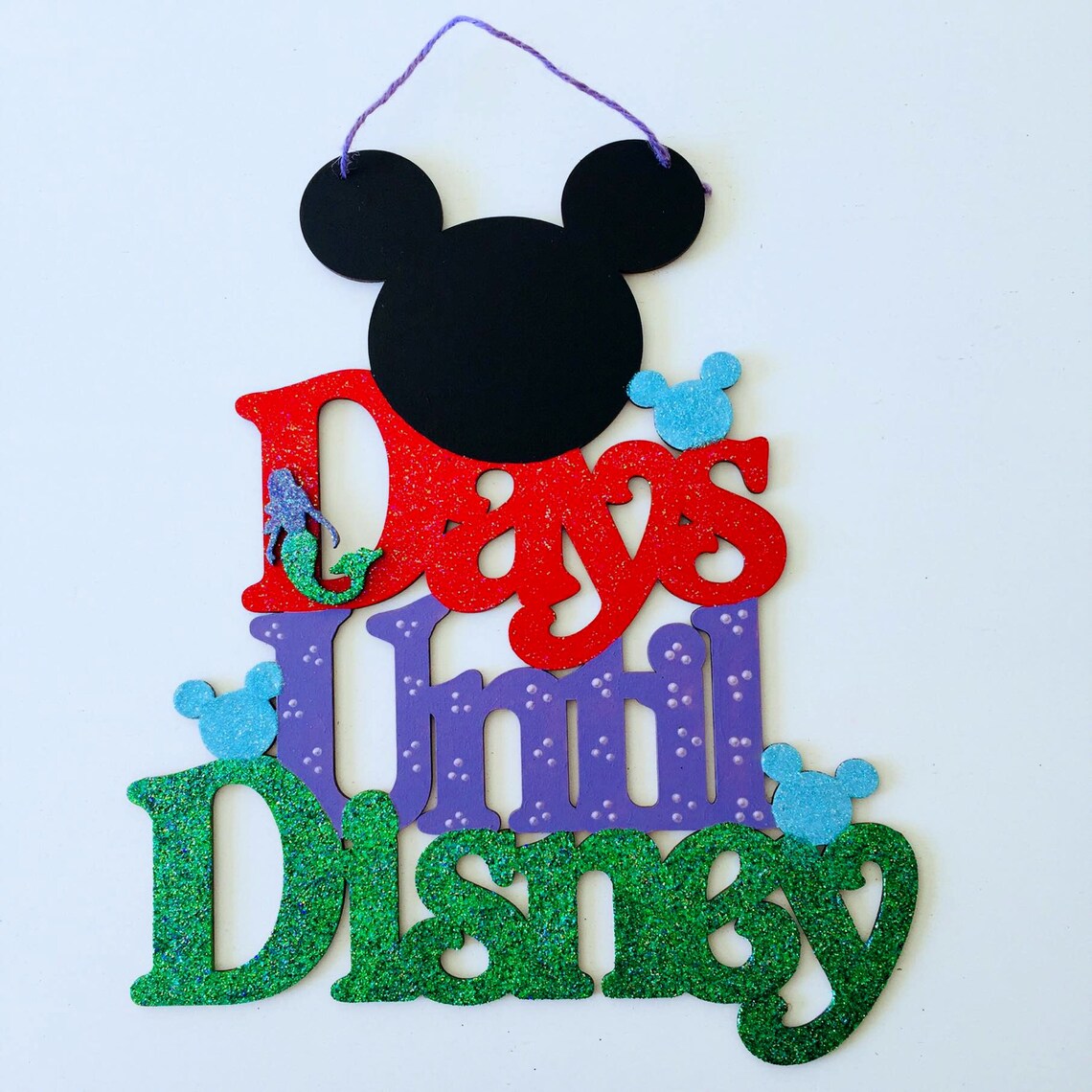 Days Until Disney Mermaid Glitter Hanging Sign Chalk - Etsy