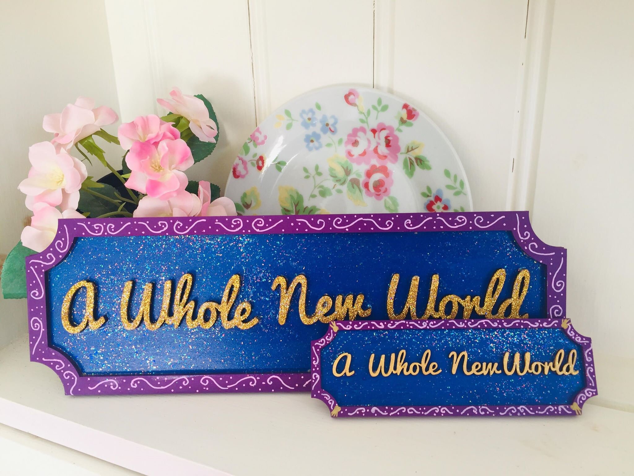 A Whole New World Large Street Sign Disney reveal Leaning | Etsy