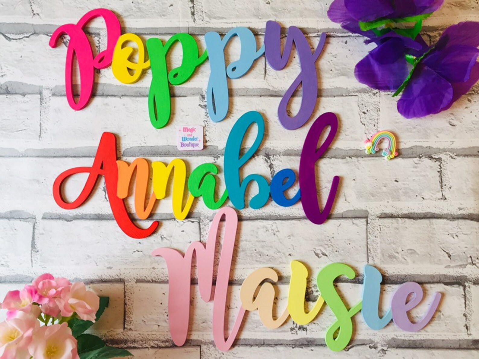 Large Rainbow Name Plaque Rainbow Word Personalised Name | Etsy