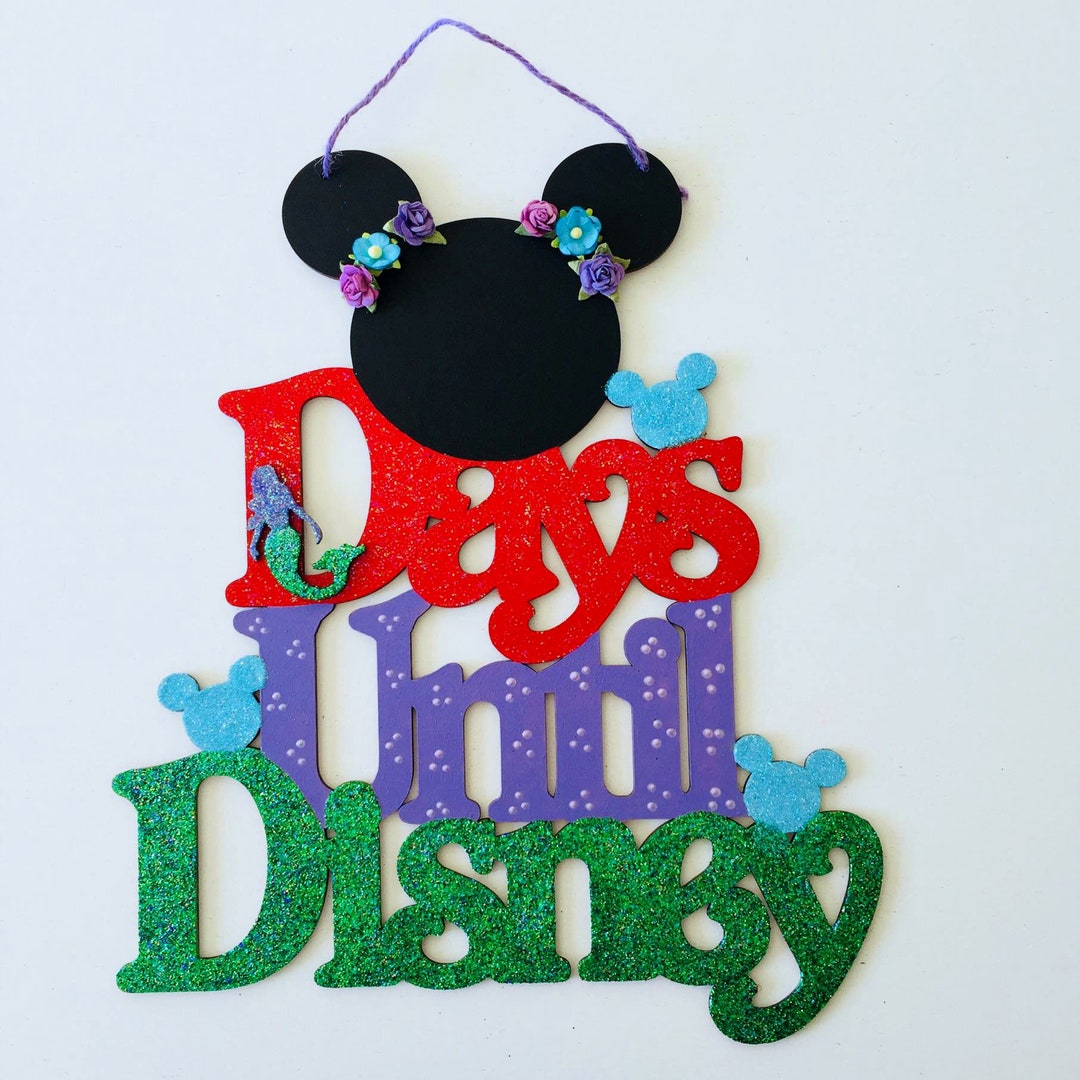 Days Until Disney Mermaid Glitter Hanging Sign Chalk Blackboard, Mickey ...