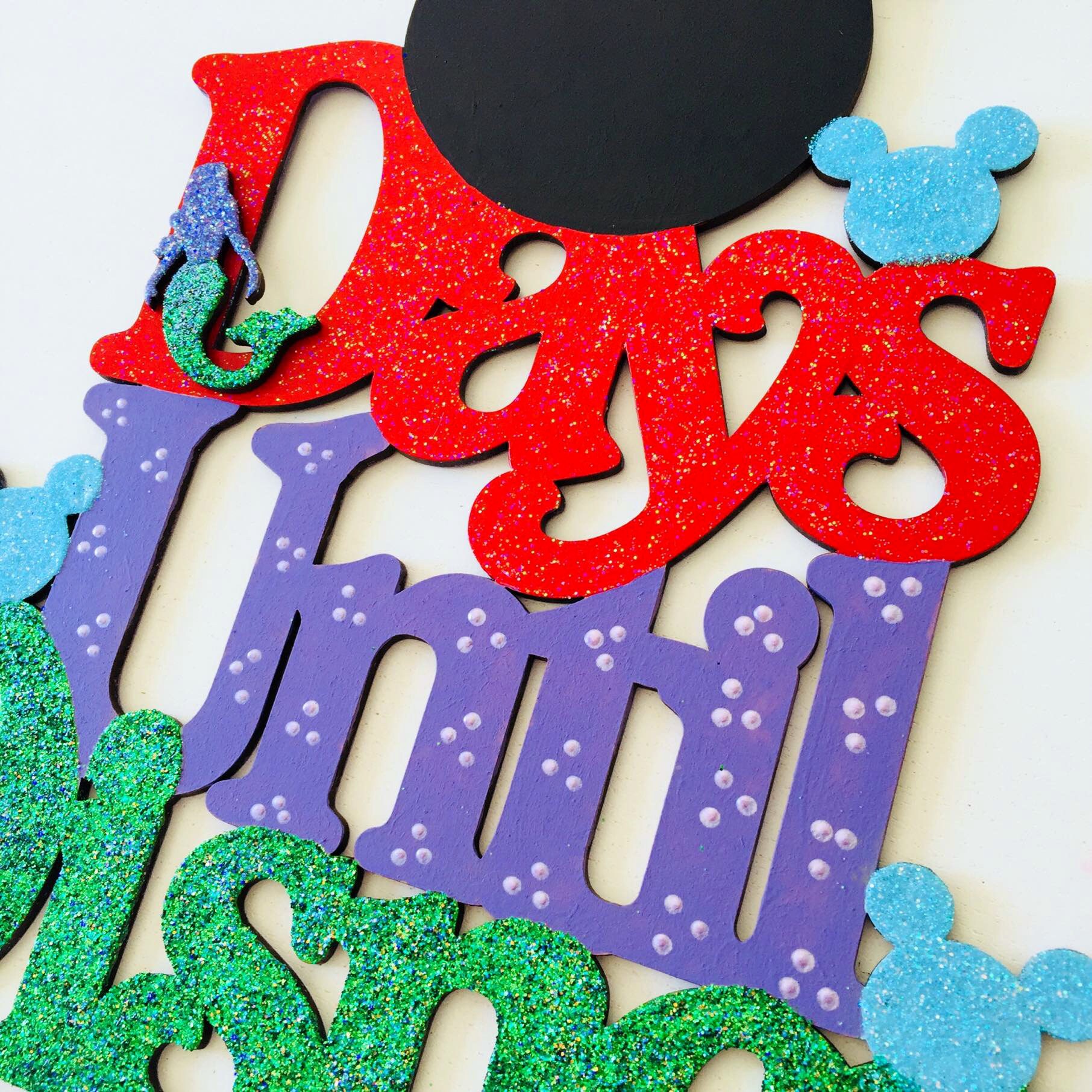 Days Until Disney Mermaid Glitter Hanging Sign Chalk - Etsy