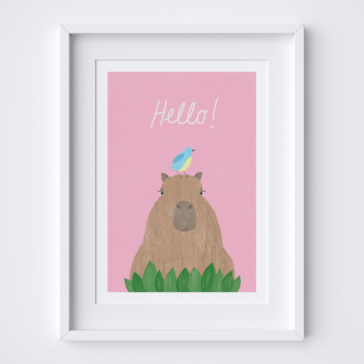 Hello Capybara Art Print / Capybara Print / Capybara Gift / Kids Wall ...