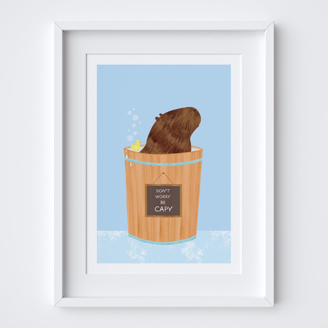 Happy Capybara Blue Art Print / Capybara Print / Capybara Gift - Etsy