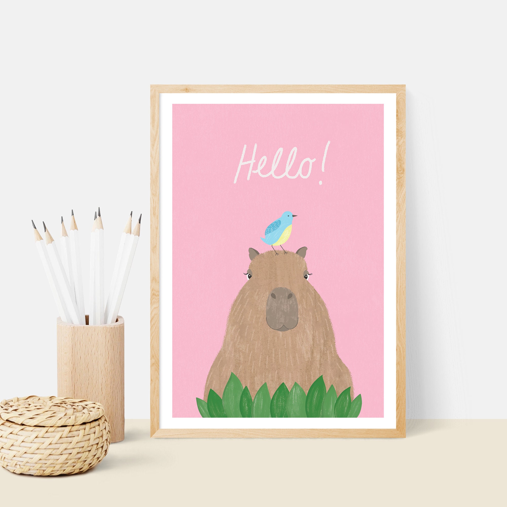 Hello Capybara Art Print / Capybara Print / Capybara Gift / Kids Wall ...
