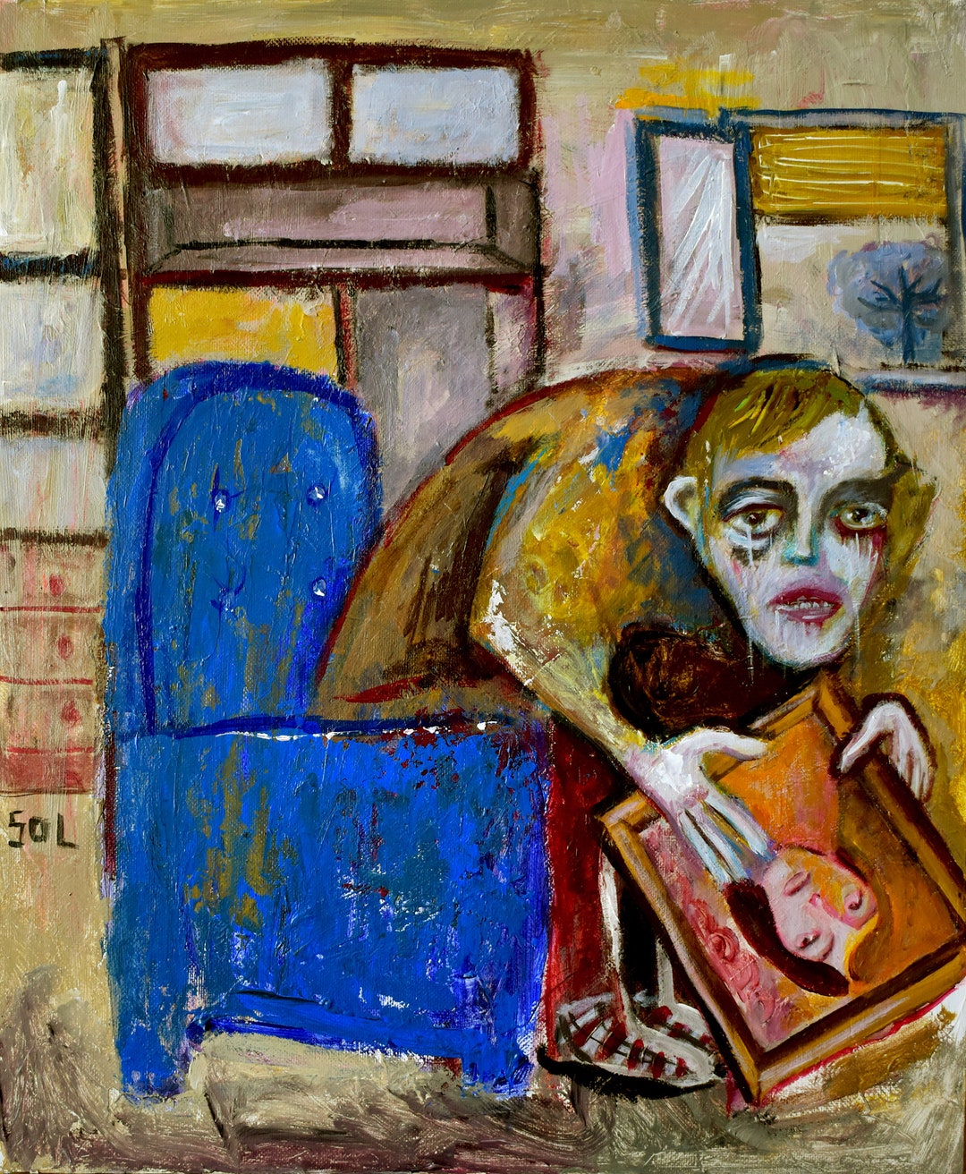 Dramatic Moments, Crying for the Lost Wife, Original Artwork on Panel ...