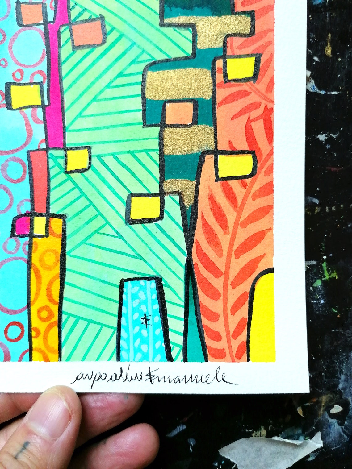 Illustration of Houses, Painted With Skylines, Indian Ink on Fabriano ...